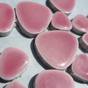 Pink Pebble Mosaic Tiles - Half Pound Ceramic Tiles in Assorted Sizes ...