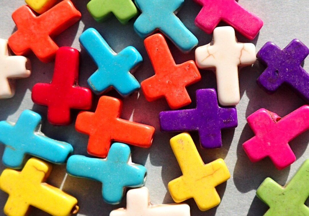 Colorful Cross Stone Beads - Set of 10 - Use for Mosaics - Etsy