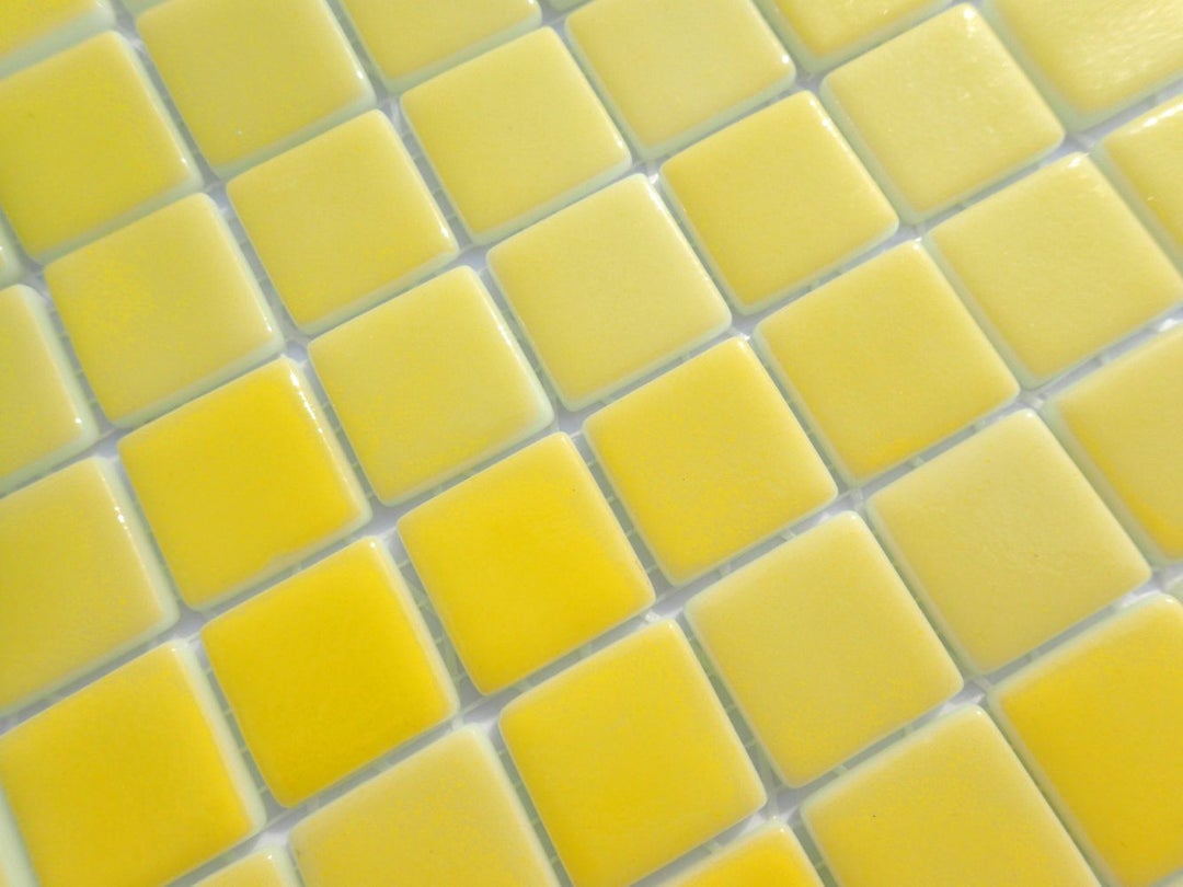 Yellow Glass Mosaic Tiles Squares 1 Inch 25 Tiles for Craft Projects ...