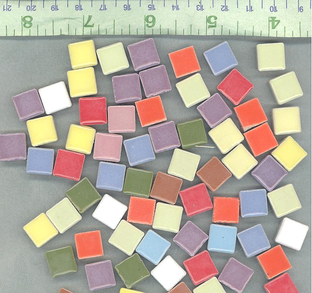 Tiny Square Mosaic Tiles In Assorted Colors 3 8 Inch Ceramic 1 Pound