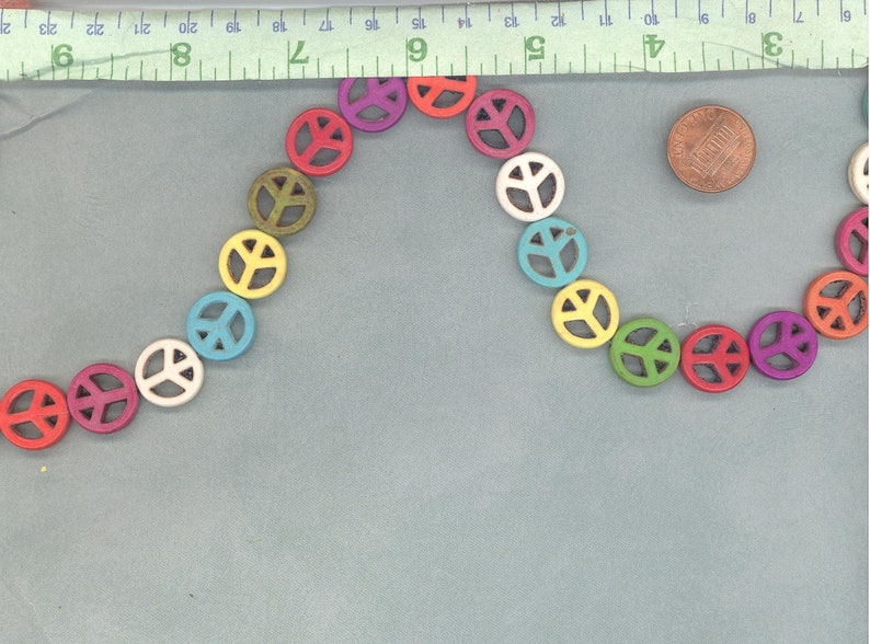 Colorful Peace Symbol Beads - 15mm - Set of 10 - Etsy