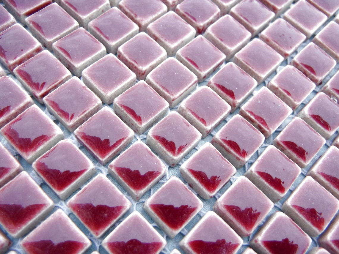 Burgundy Square Mosaic Tiles 1 Cm Ceramic Half Pound - Etsy
