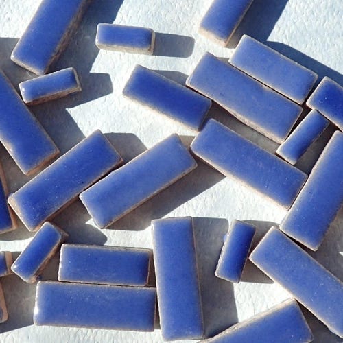 Denim Blue Mini Rectangles Mosaic Tiles 50g Ceramic in Mix - Etsy