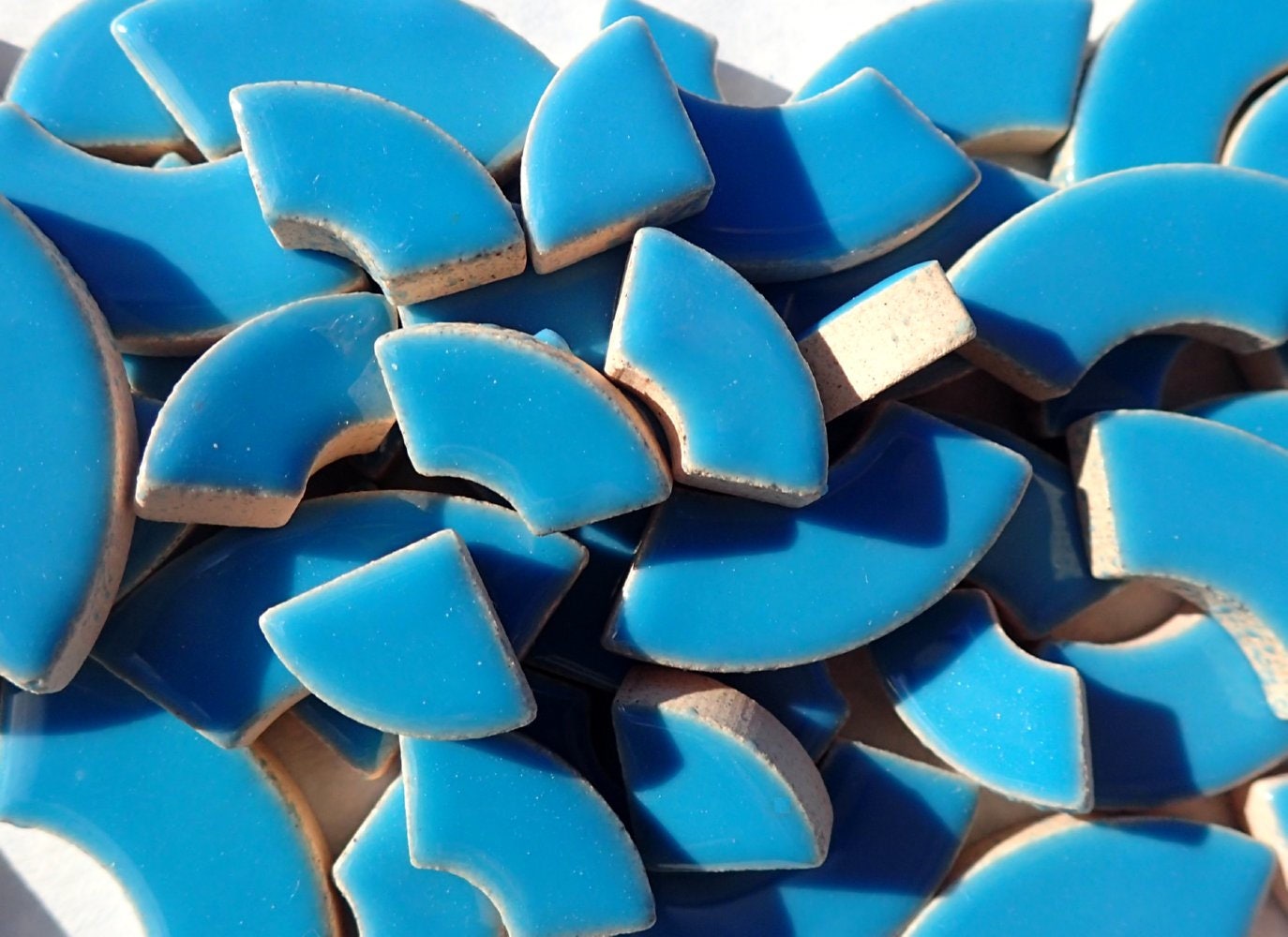 Mediterranean Blue Bullseye Mosaic Tiles - 50g Ceramic Circle Parts in ...