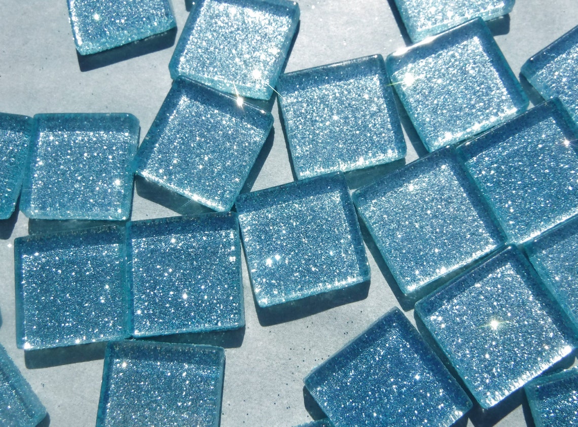 Raindrop Blue Glitter Tiles 20mm Mosaic Tiles 25 Metallic | Etsy