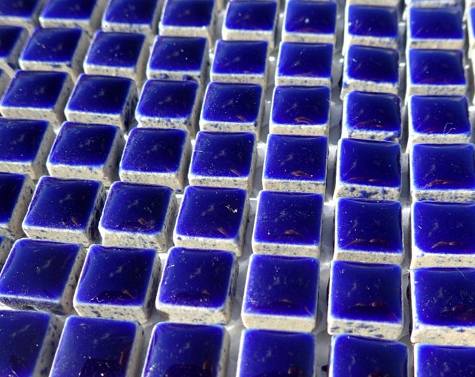 Dark Blue Square Mosaic Tiles 1 Cm Ceramic Half Pound Indigo - Etsy
