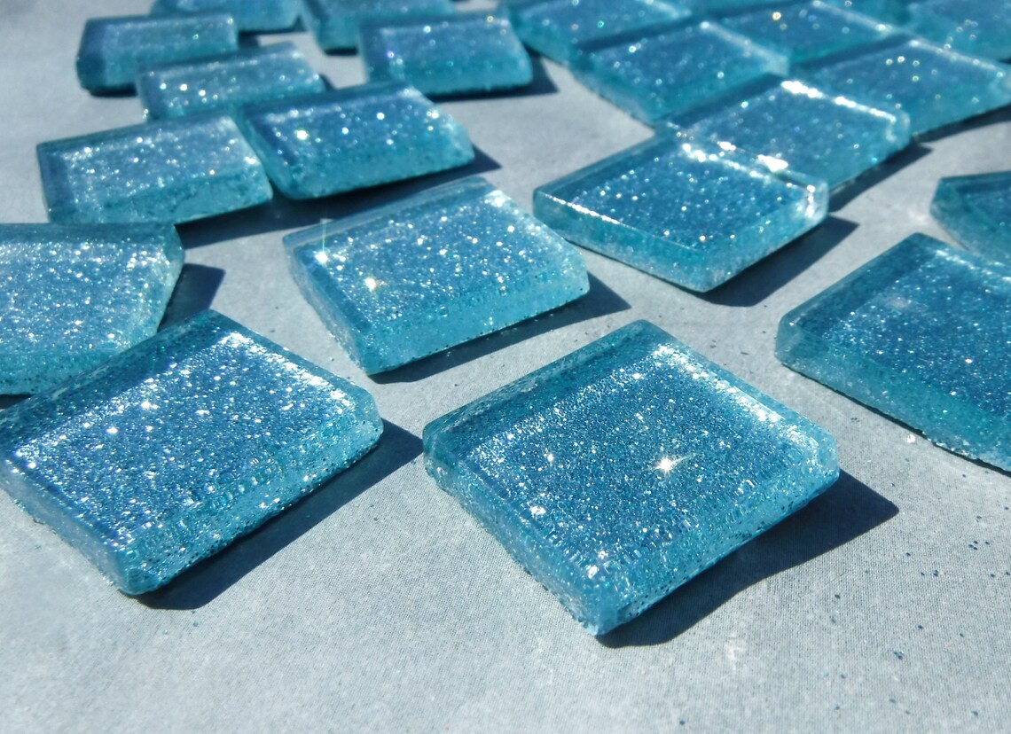 Raindrop Blue Glitter Tiles 20mm Mosaic Tiles 25 Metallic | Etsy
