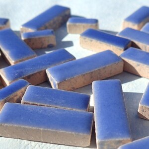 Denim Blue Mini Rectangles Mosaic Tiles 50g Ceramic in Mix of 3 Sizes 3 ...