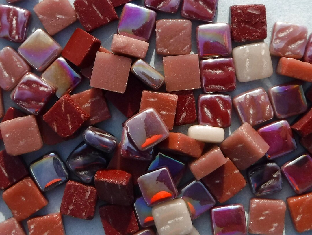 Rich Earth Mix Mini Glass Tiles 8mm Square 50 Grams Opaque Glass Solid ...