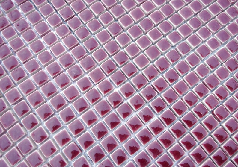 Burgundy Square Mosaic Tiles 1 Cm Ceramic Half Pound - Etsy