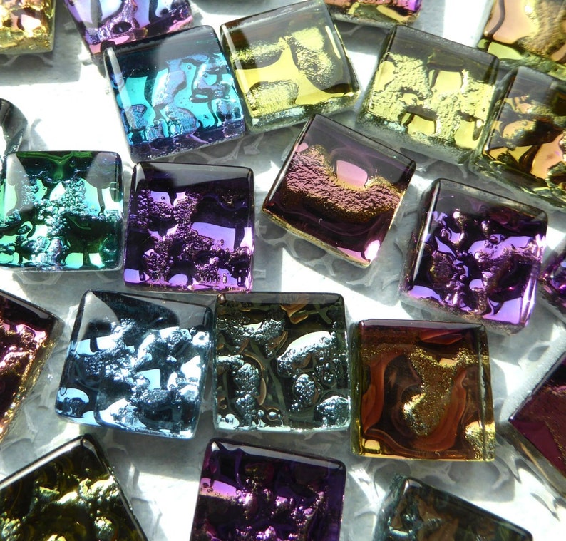 Metallic Glass Tiles Molten Metal Look Mosaic Tiles Half - Etsy