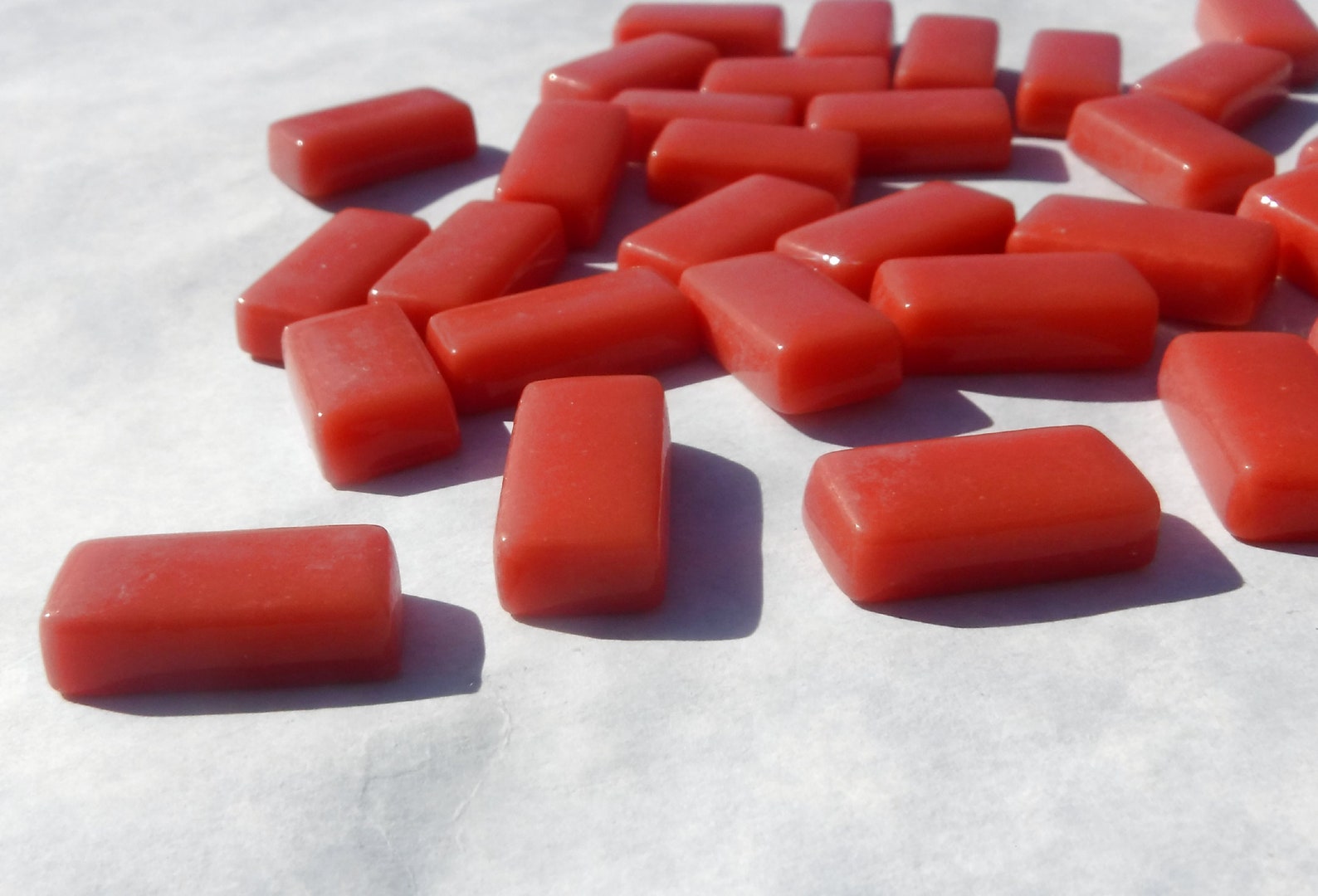 Coral Orange Rectangle Mosaic Tiles - 20mm - 100g Opaque Glass Bar ...