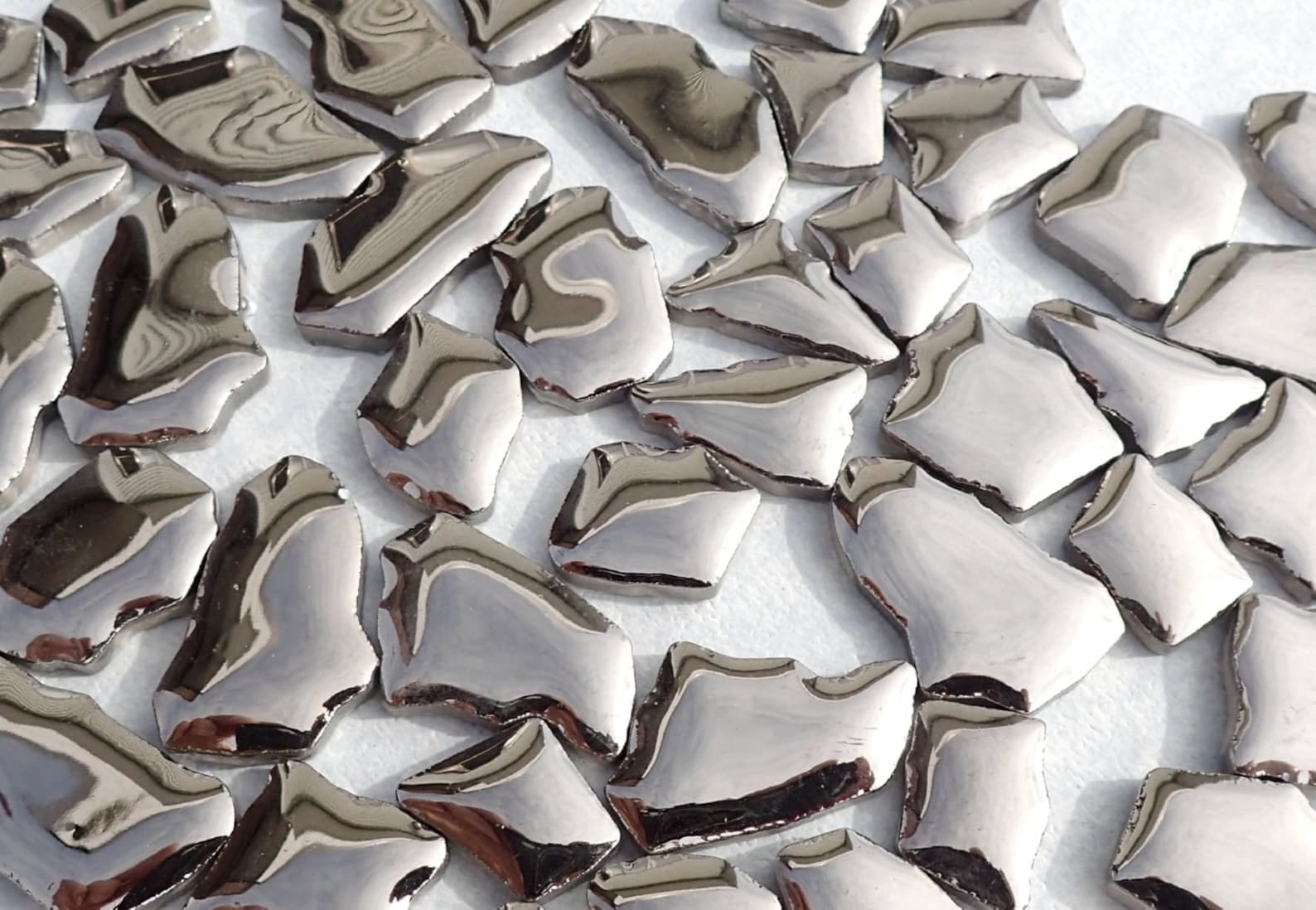 Shiny Silver Mosaic Ceramic Tiles - Random Shapes Metallic - 100g ...