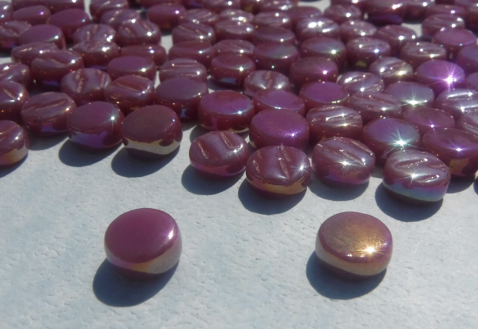 Raspberry Pink MINI Iridescent Glass Drops Mosaic Tiles 50 - Etsy