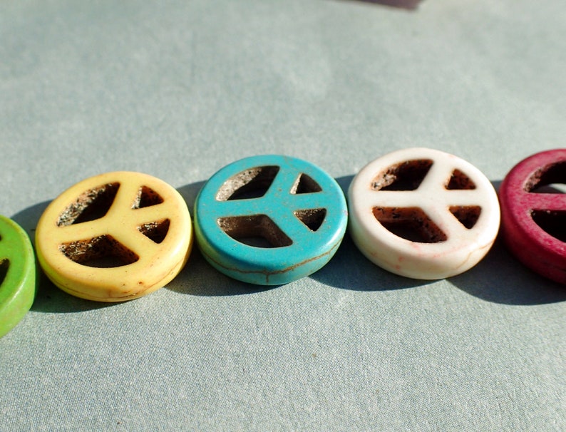Colorful Peace Symbol Beads - 15mm - Set of 10 - Etsy