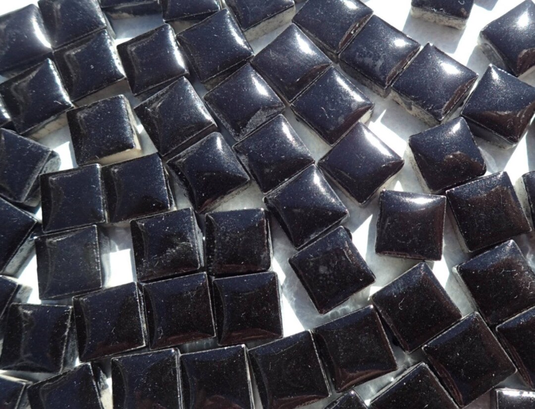Black Ceramic Mosaic Tiles - 1 Cm - Half Pound in Ebony - Over 200 ...