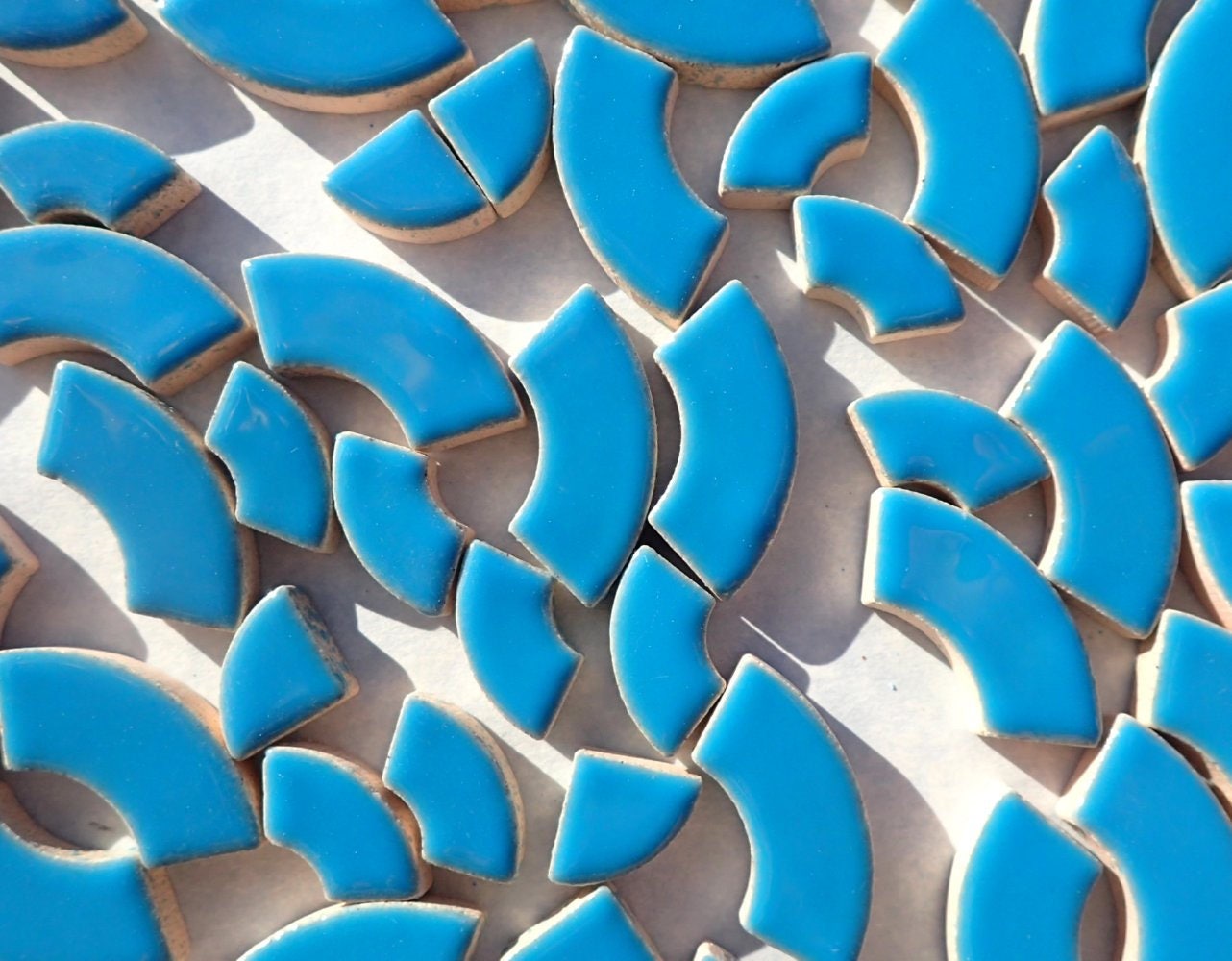 Mediterranean Blue Bullseye Mosaic Tiles - 50g Ceramic Circle Parts in ...