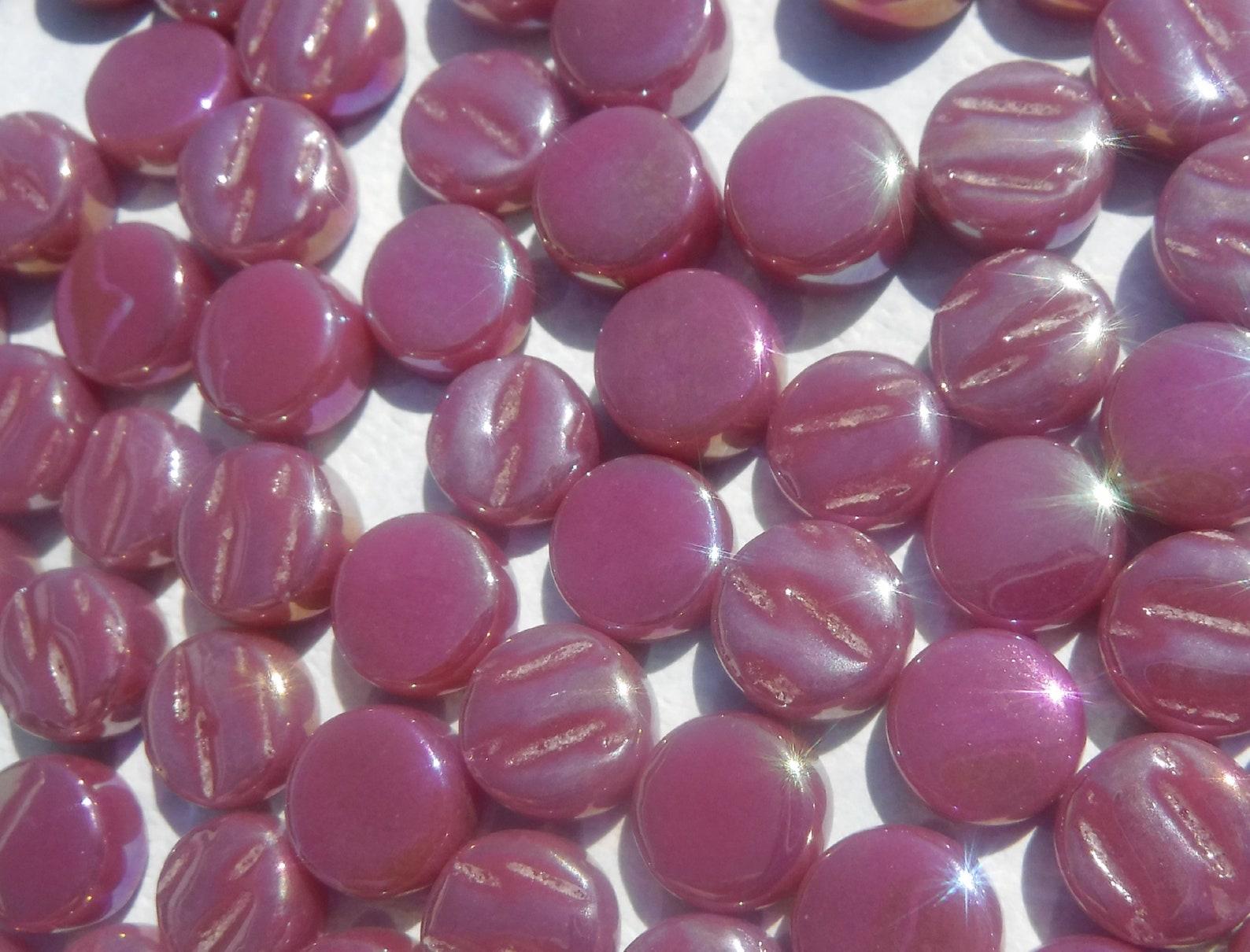 Raspberry Pink MINI Iridescent Glass Drops Mosaic Tiles 50 - Etsy