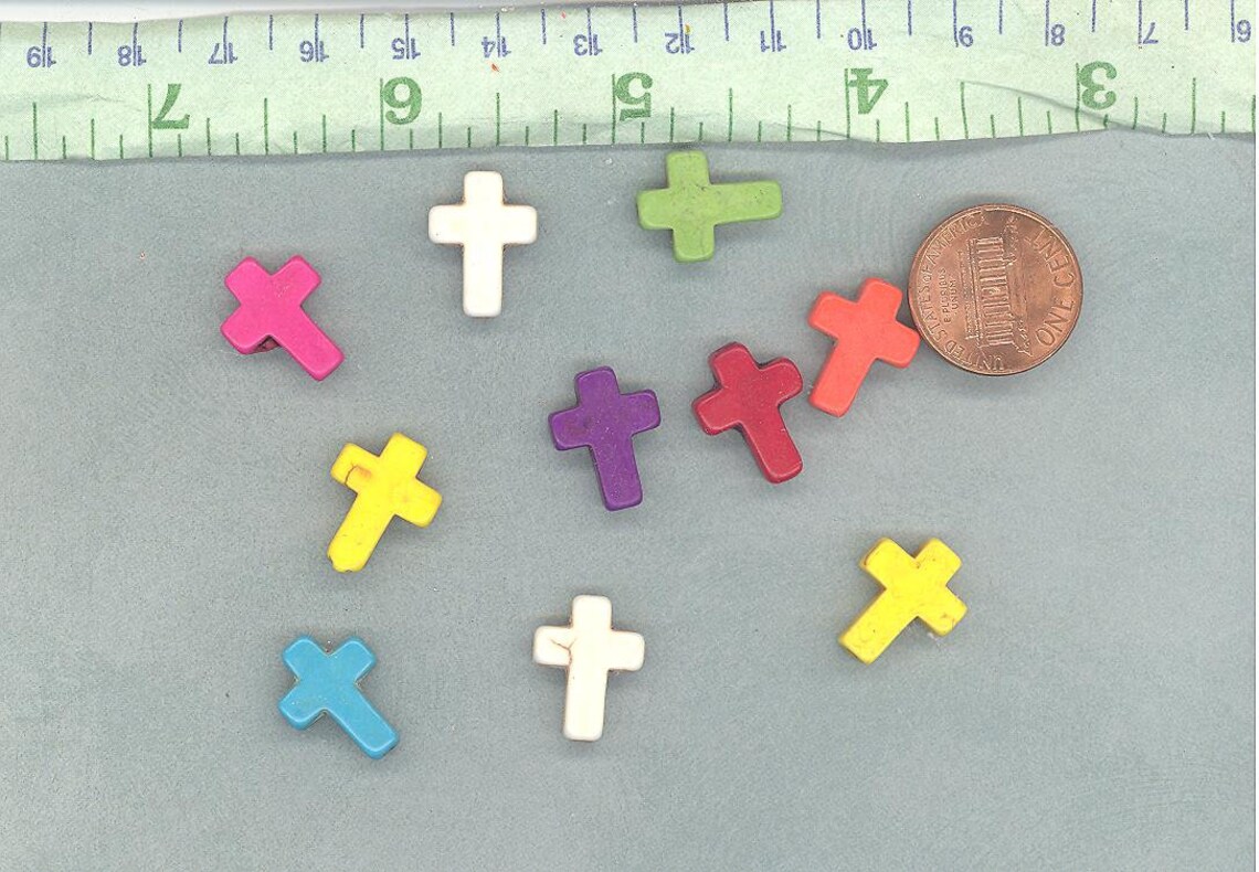 Colorful Cross Stone Beads - Set of 10 - Use for Mosaics - Etsy