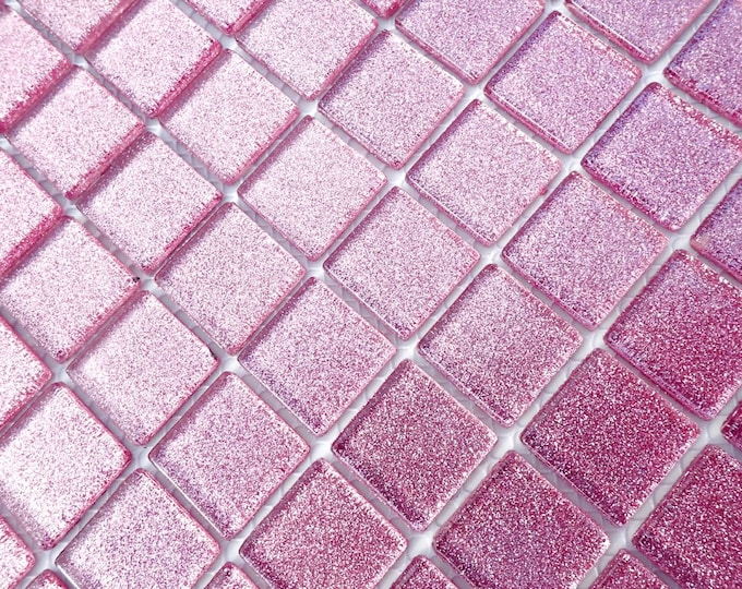 Pink Glitter Tiles - 1 Inch Mosaic Tiles - 25 Metallic Glass Tiles ...