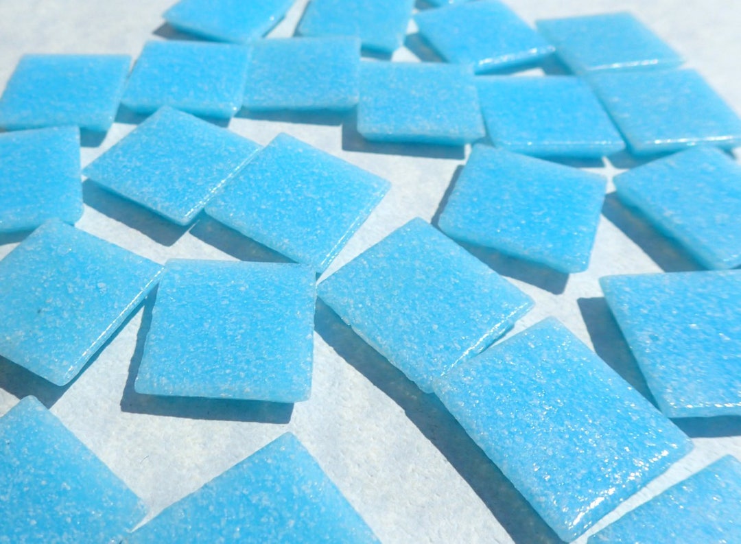 Light Blue Vitreous Glass Mosaic Tiles - 20mm - Half Pound - Approx 75 ...