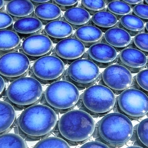 Stone Washed Blue Ceramic Tiles - 2 Cm Penny Rounds - 25 Porcelain ...