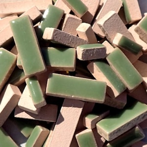 Jade Green Mini Rectangles Mosaic Tiles - 50g Ceramic in Mix of 3 Sizes ...