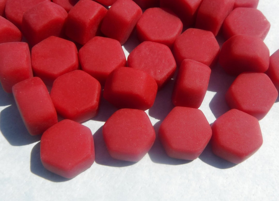 Raspberry Red Hexagon Glass Mosaic Tiles - 10mm - 50g - MATTE Finish - Etsy