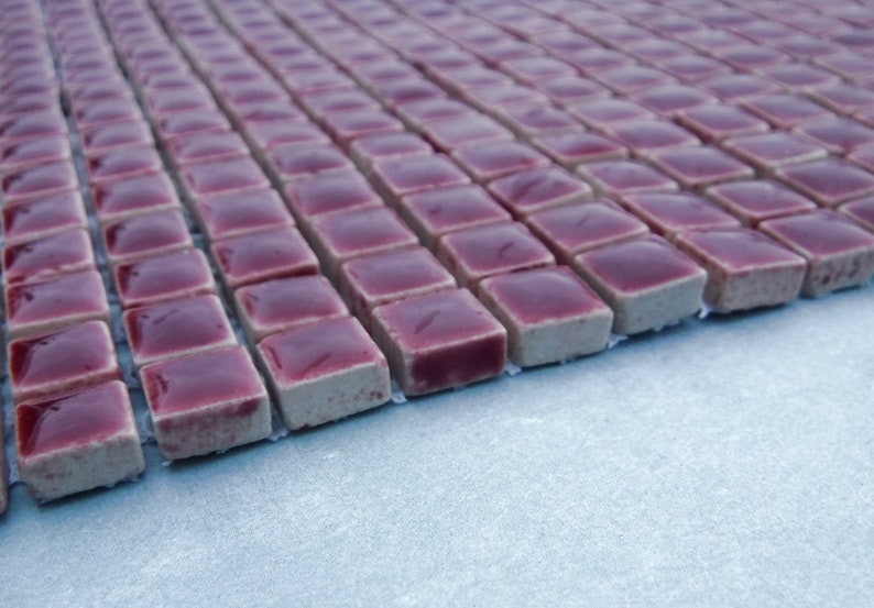 Burgundy Square Mosaic Tiles 1 Cm Ceramic Half Pound - Etsy
