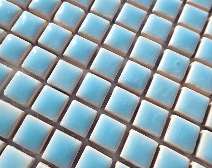 Light Blue Square Mosaic Tiles - 1 Cm Ceramic - Half Pound - Azure - Etsy