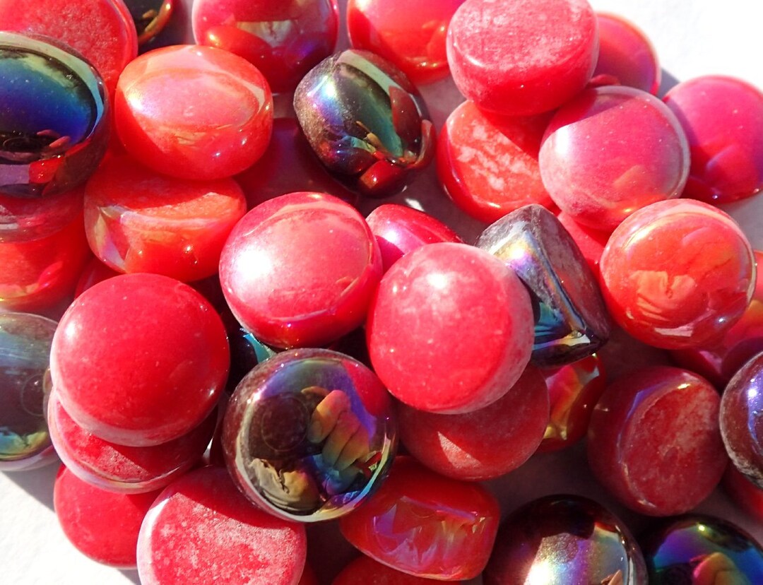 Red Mix Glass Drops Mosaic Tiles - 100 Grams - 12mm - Combo of Gloss ...