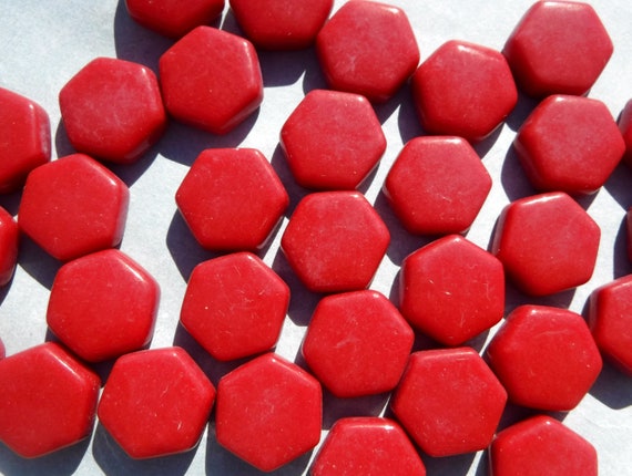 Red Hexagon Mosaic Tiles 15mm 100g Opaque Glass Tiles | Etsy