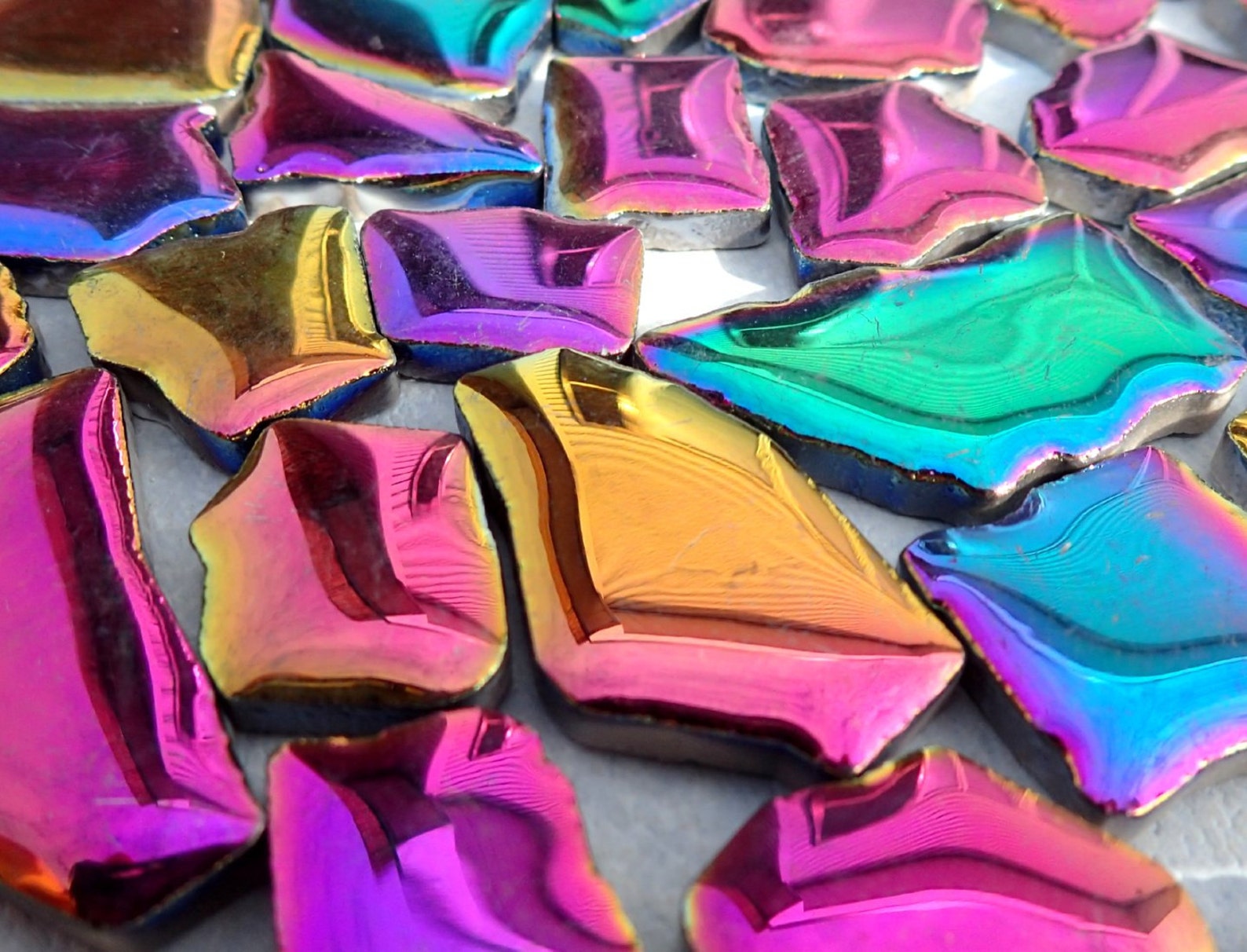 Colorful Metallic Mosaic Ceramic Tiles - Random Shapes in Mixed Colors ...