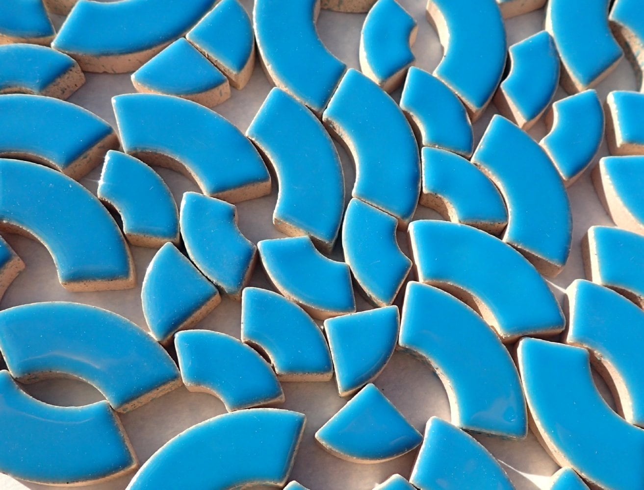 Mediterranean Blue Bullseye Mosaic Tiles - 50g Ceramic Circle Parts in ...