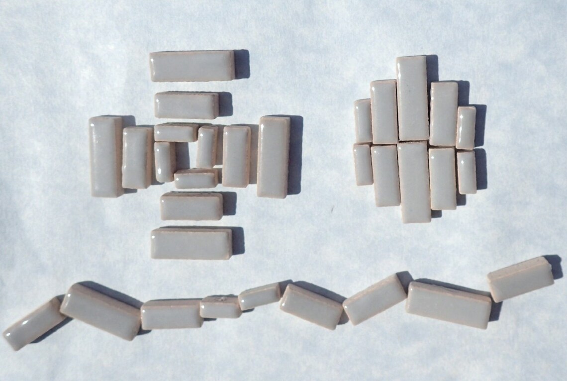 Gray Mini Rectangles Mosaic Tiles - 50g Ceramic in Mix of 3 Sizes 3/8 ...