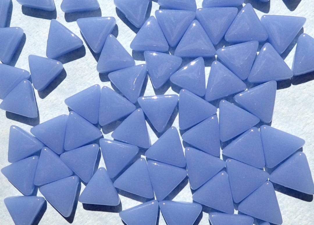 Small Pale Blue Triangle Glass Mosaic Tiles - 10mm - Opaque Glass Solid ...