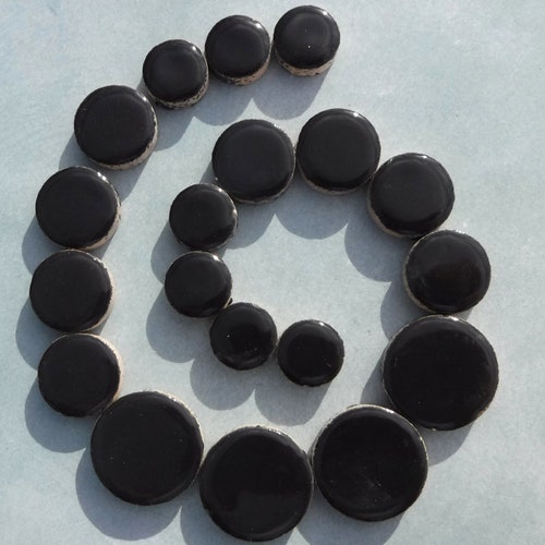 Black Circles Mosaic Tiles 50g Ceramic in Mix of 3 Sizes - Etsy
