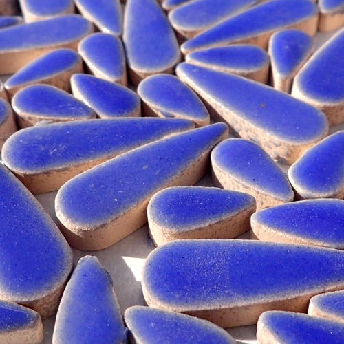 Mediterranean Blue Teardrop Mosaic Tiles 50g Ceramic Petals - Etsy