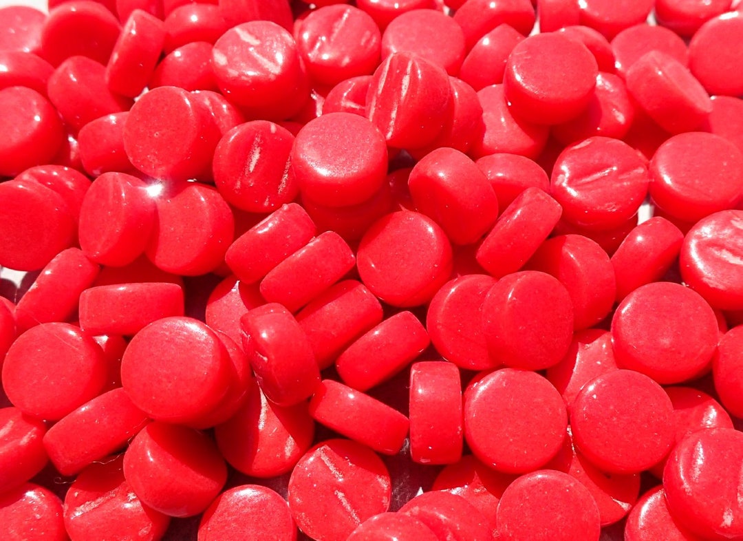 Bright Red MINI Glass Drops Mosaic Tiles - 50 Grams - Glass Gems ...