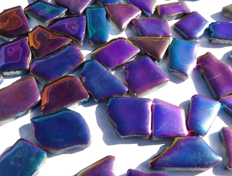 Colorful Metallic Mosaic Ceramic Tiles - Random Shapes in Mixed Colors ...