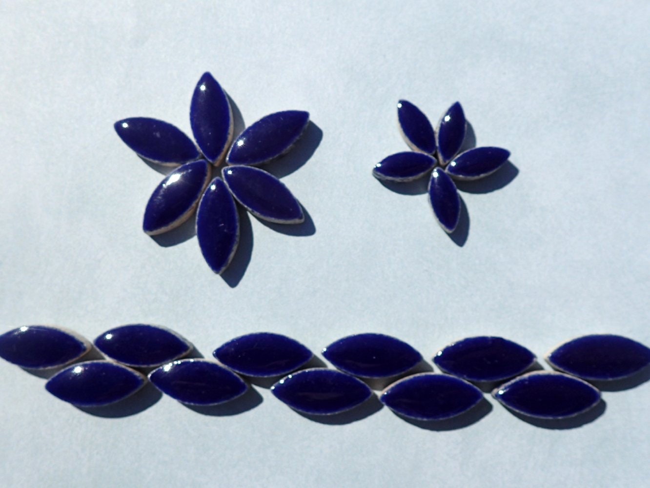Dark Blue Petals Mosaic Tiles 50g Ceramic Leaves in Mix of 2 | Etsy