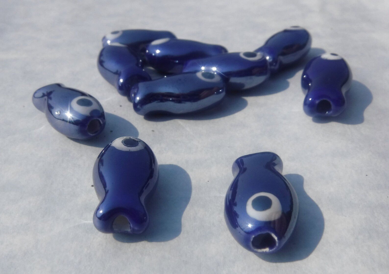 Dark Blue Fish Beads Ceramic Mosaic Tiles Small Fish Beads - Etsy