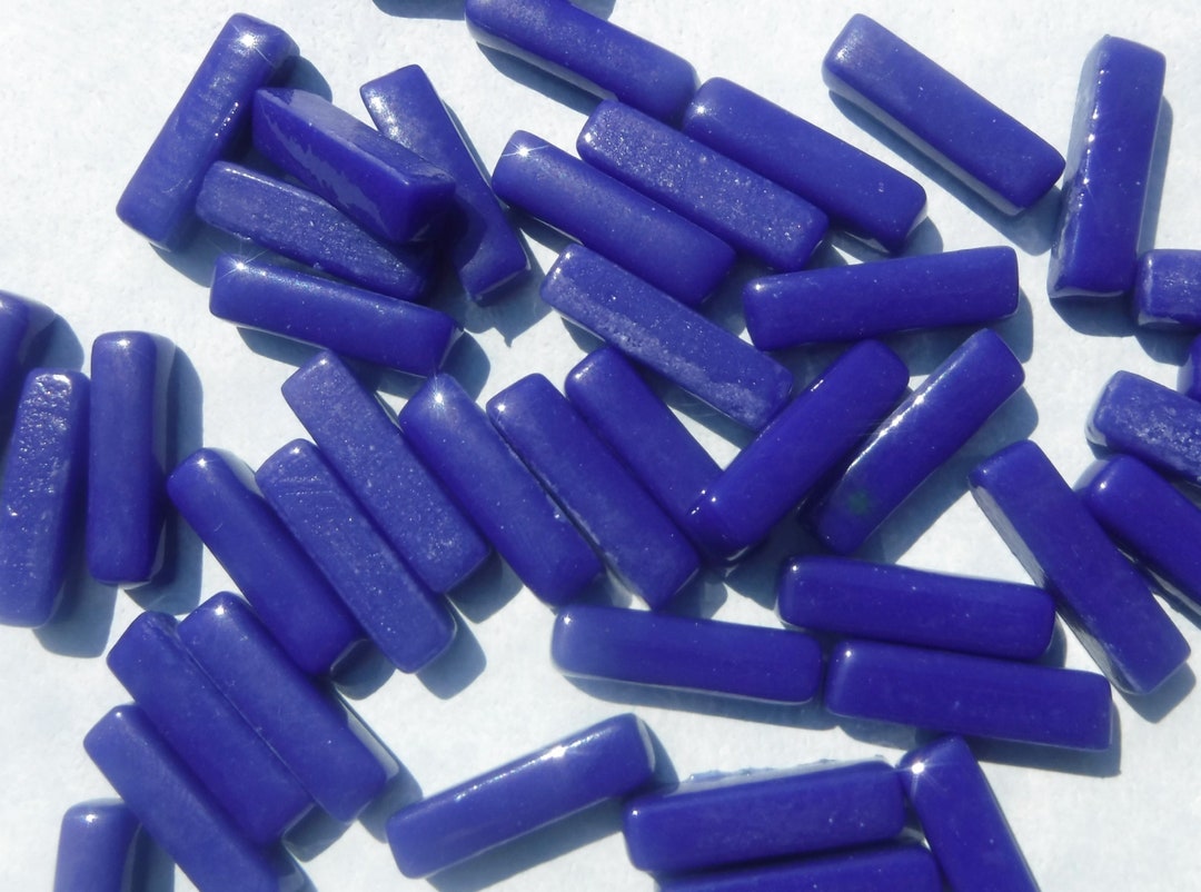 Dark Blue Rectangle Glass Mosaic Tiles - 20mm Sticks - 50g - Approx 36 ...