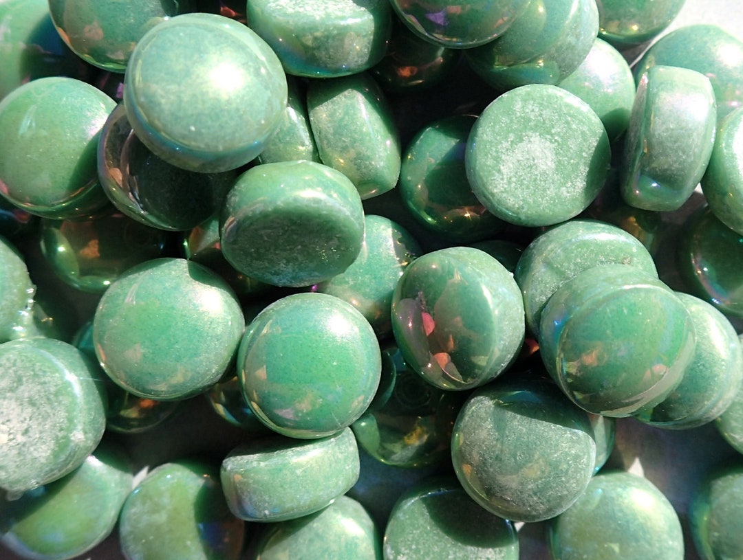 Leaf Green Iridescent Glass Drops Mosaic Tiles - 100 Grams - 12mm ...
