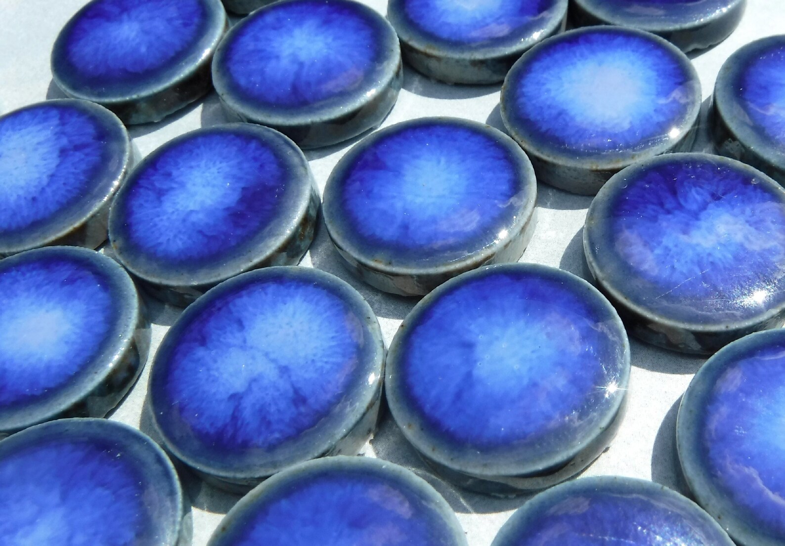 Stone Washed Blue Ceramic Tiles - 2 Cm Penny Rounds - 25 Porcelain ...