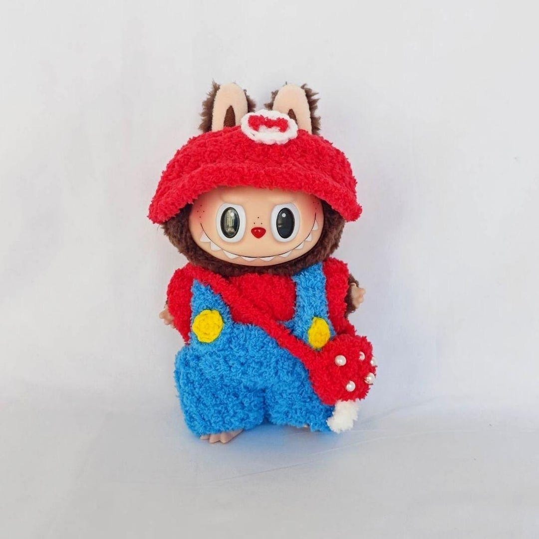 Labubu Mario Cosplay Outfit, Handmade Crochet Doll Clothes for 17cm ...