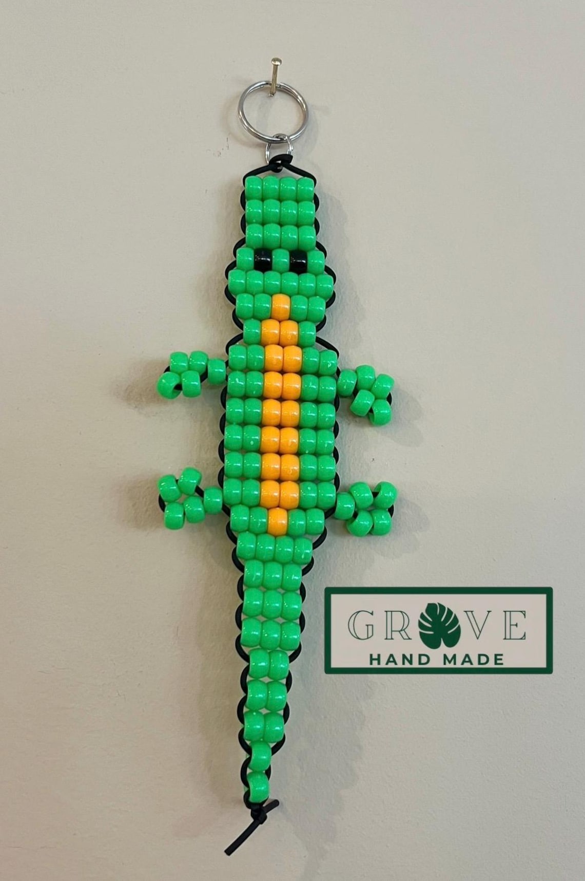 Pony Bead Crocodile Handmade Keychain: 90s Retro Gator Backpack Bag ...