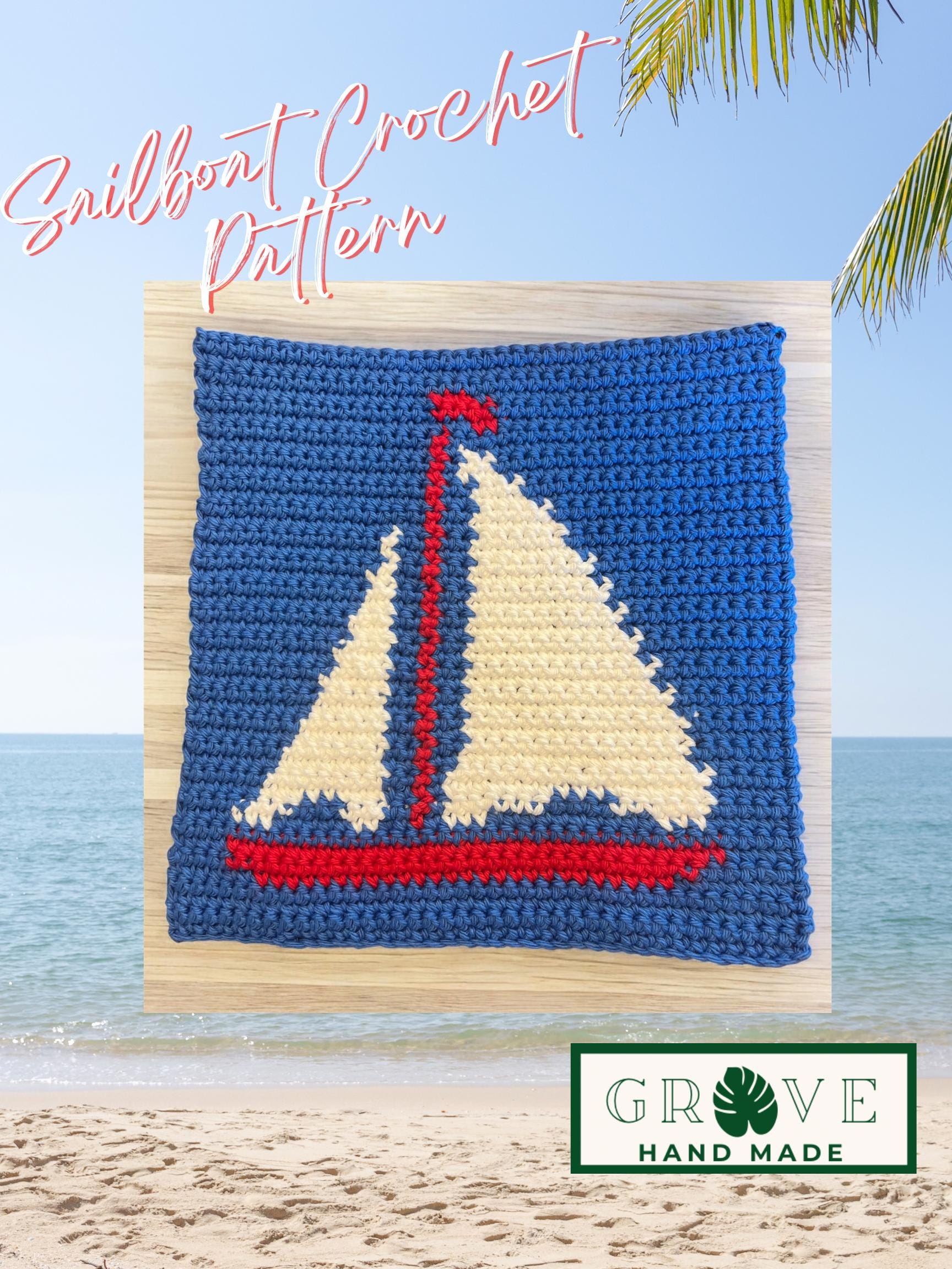 Sailboat Tapestry Crochet Pattern - Nautical Coastal Summer Wall ...