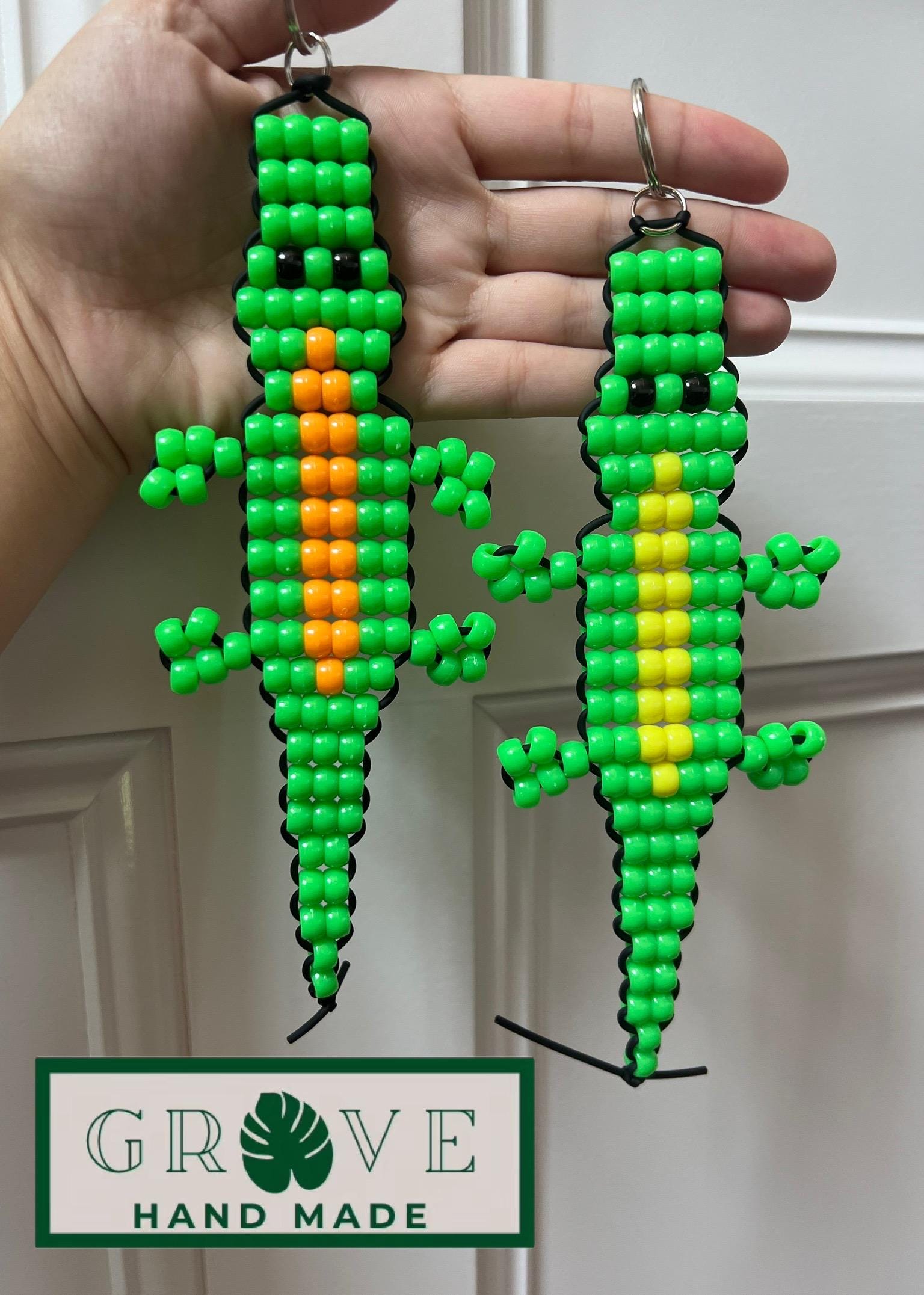 Pony Bead Crocodile Handmade Keychain: 90s Retro Gator Backpack Bag ...