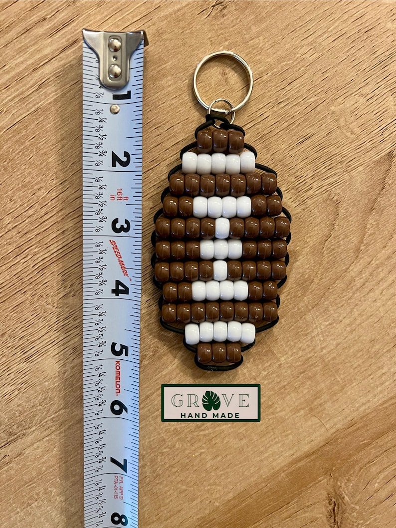 Pony Bead Football Keychain: 90s Retro Beaded Bag Charm - Etsy